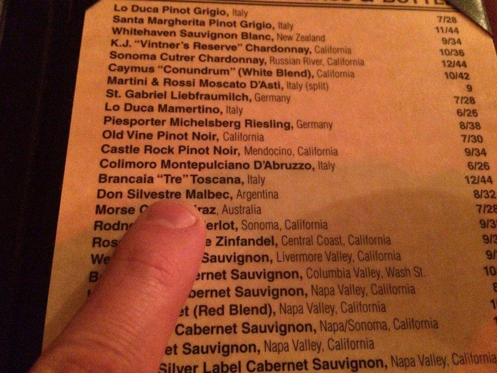 Menu at Five O'Clock Steakhouse, Milwaukee