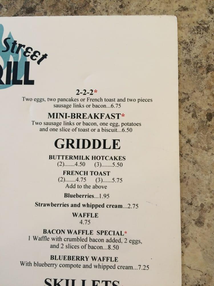 Menu at Main Street Grill restaurant, Centralia