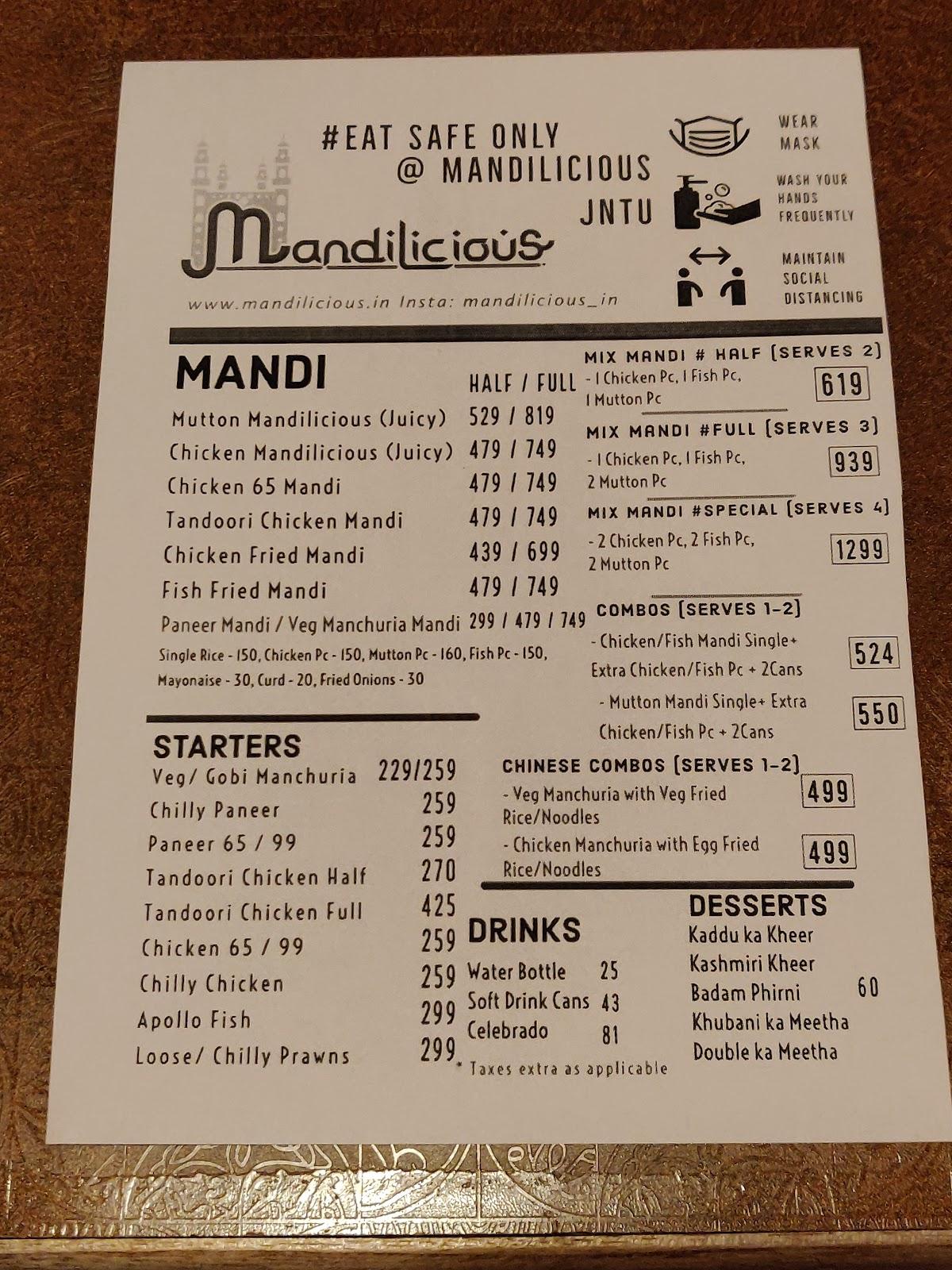 Menu at Mandilicious - Arabian Mandi & Family Dining Restaurant, Hyderabad