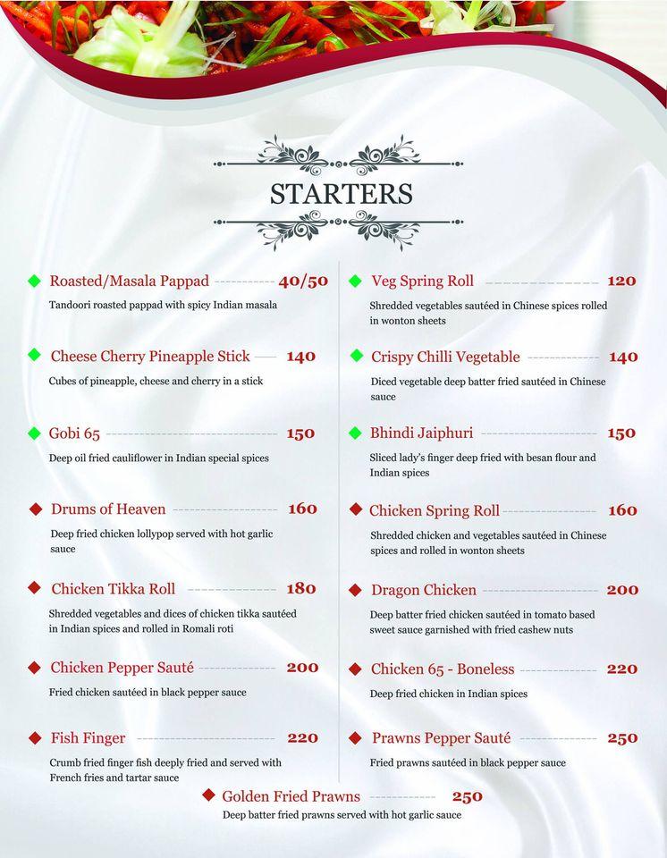 Menu at Mishwar restaurant, Chennai