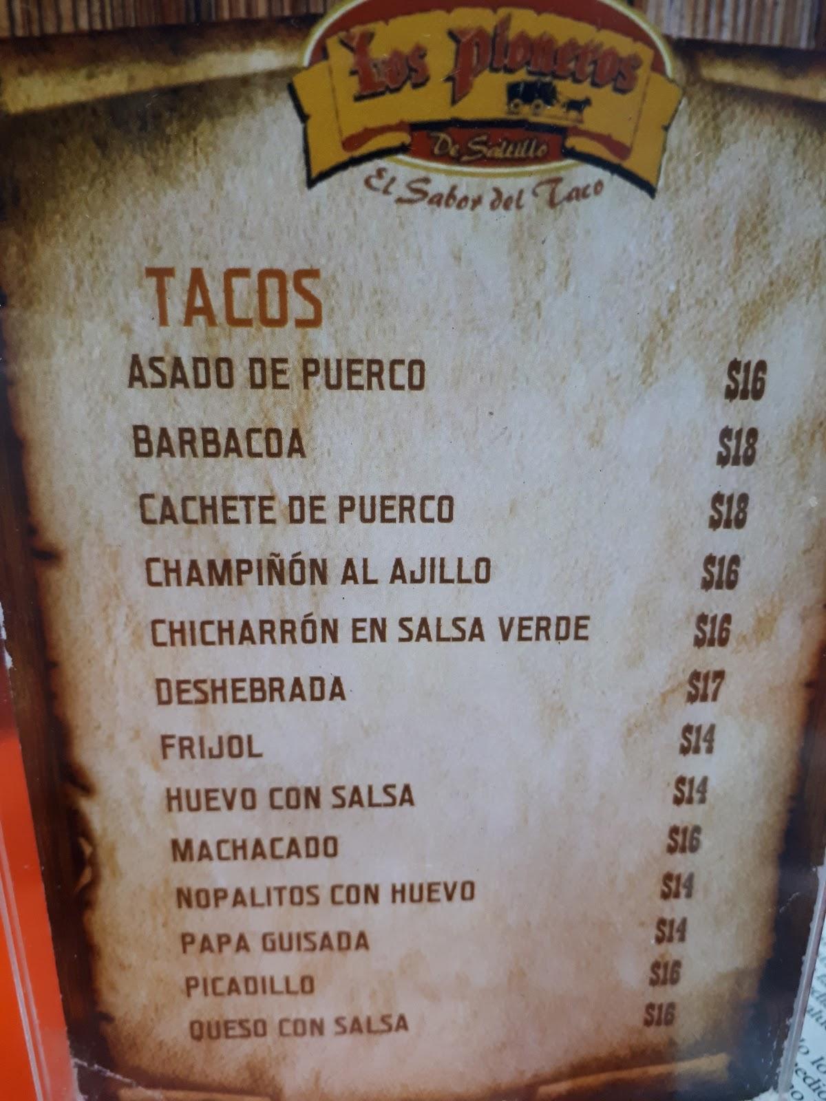 Carta del restaurante Los Pioneros, Saltillo, Carr. Monterrey ...