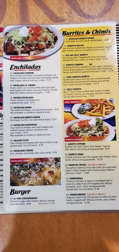 Menu at El Toro Mexican Restaurant, Gulf Shores, Gulf Shores Pkwy