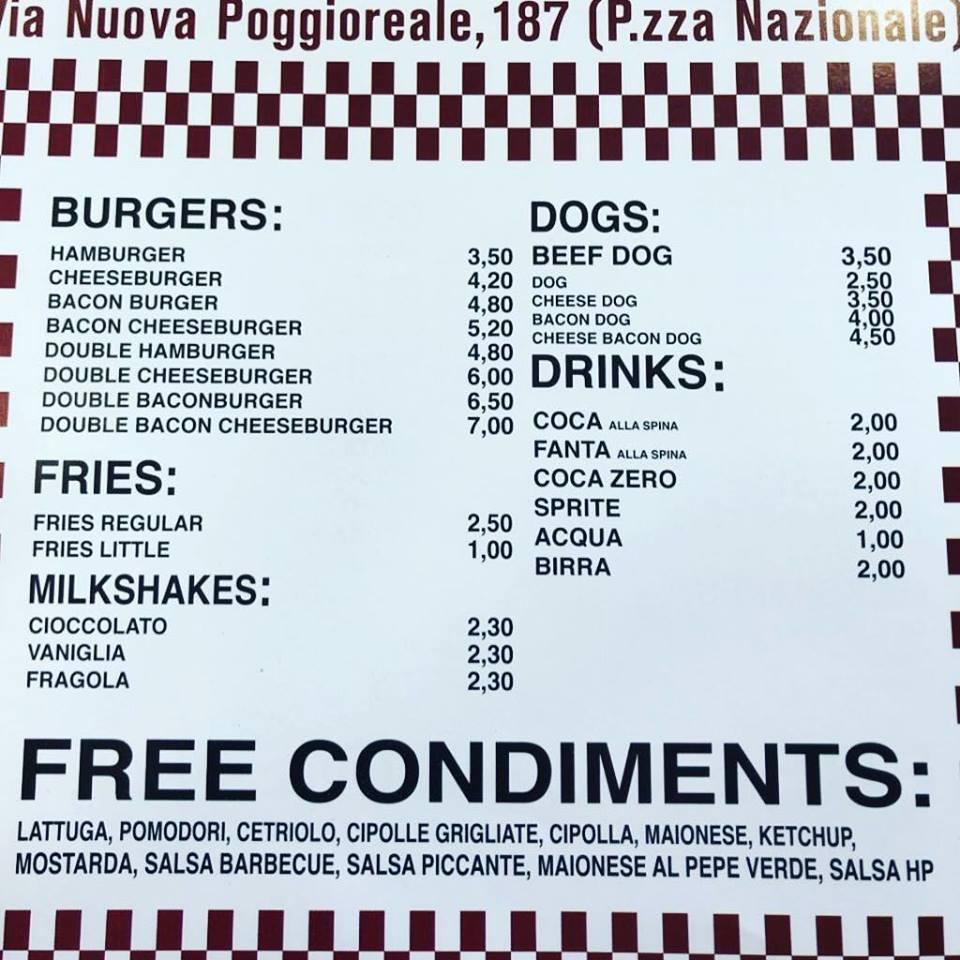 Menu da M BURGER pub & bar, Napoli