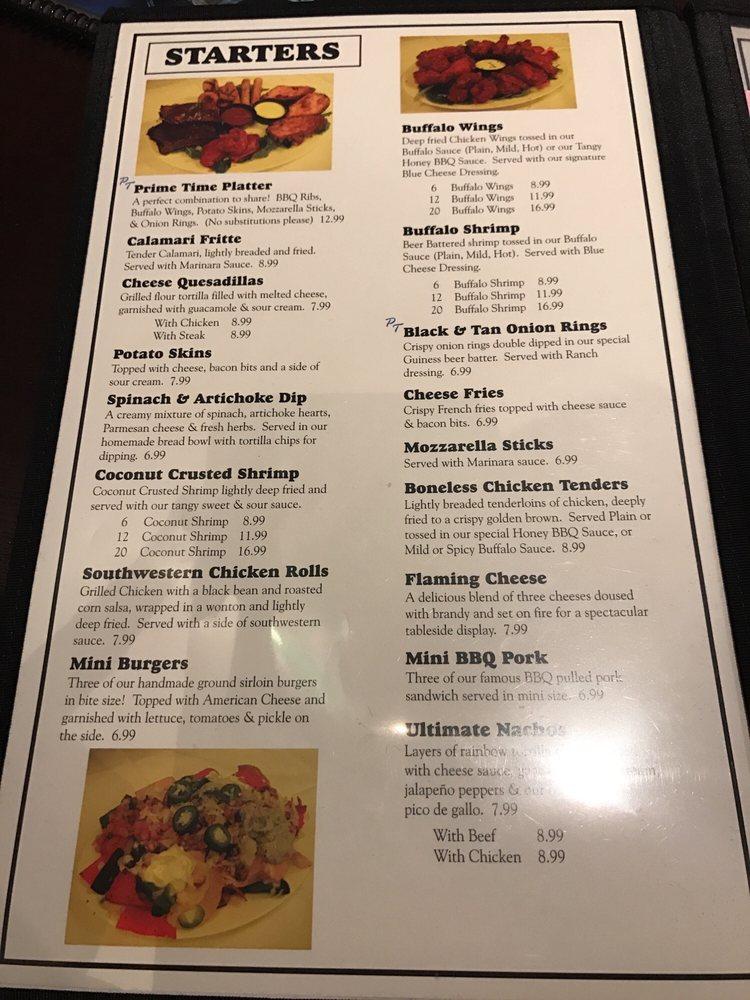 Menu at Prime Time Restaurant, Hickory Hills