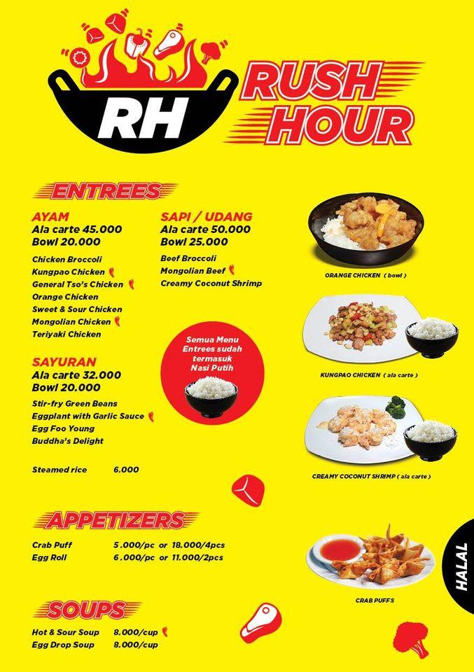 Menu at Rush Hour at Plaza UOB restaurant, Central Jakarta, Jl. M.H ...