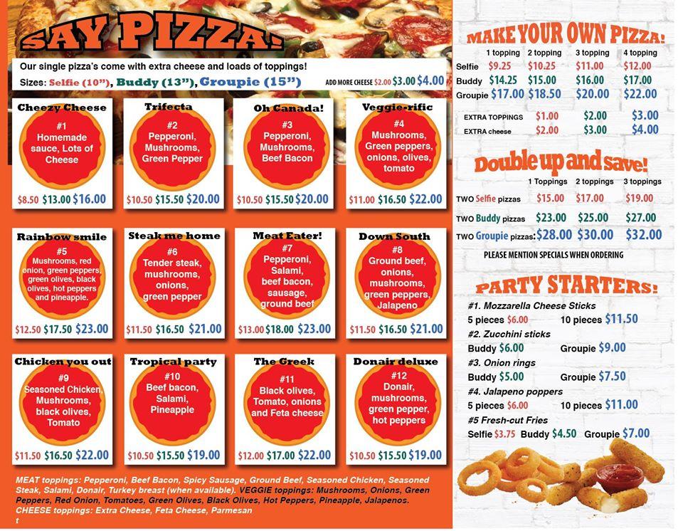 Menu at Say Cheese pizza & poutine pizzeria, Ottawa