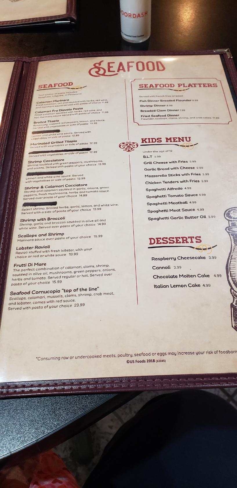 Menu at Wood Fired Oven restaurant, Grottoes, 75 Augusta Ave