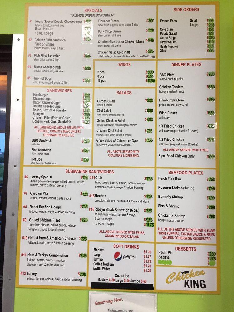 Menu at Chicken King restaurant, Charlotte, General Dr