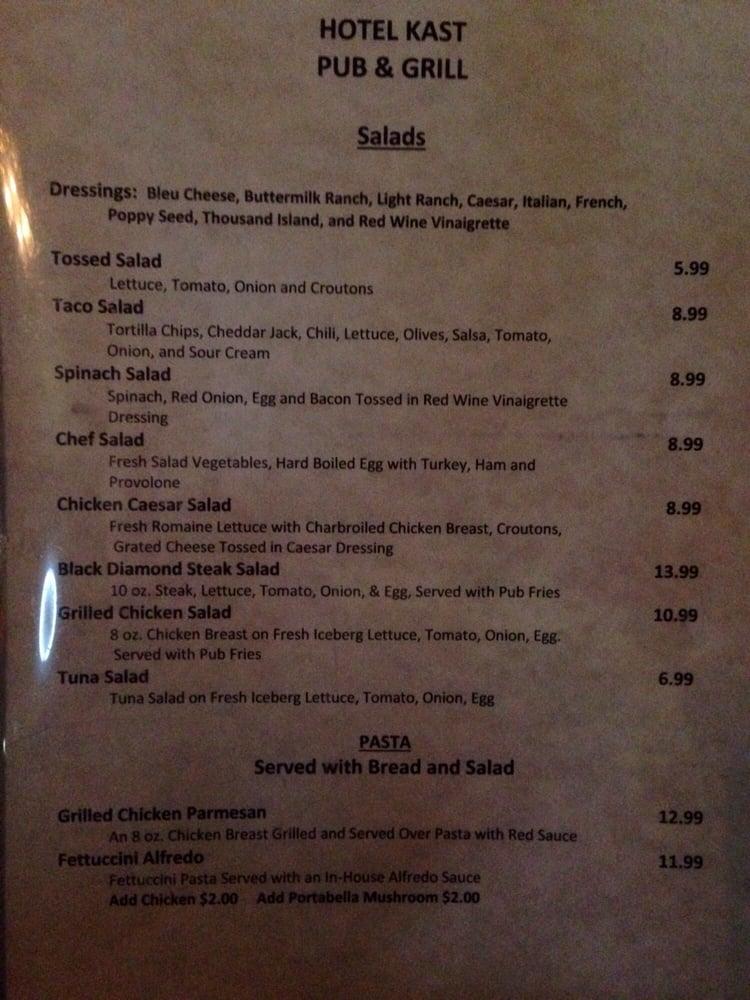 Menu at Hotel Kast pub & bar, Williamsport, 723 Arch St #5617