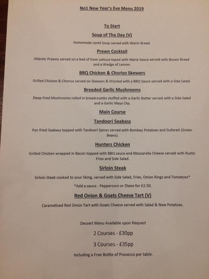 Menu at No1 Hotel Wooler pub & bar, Wooler