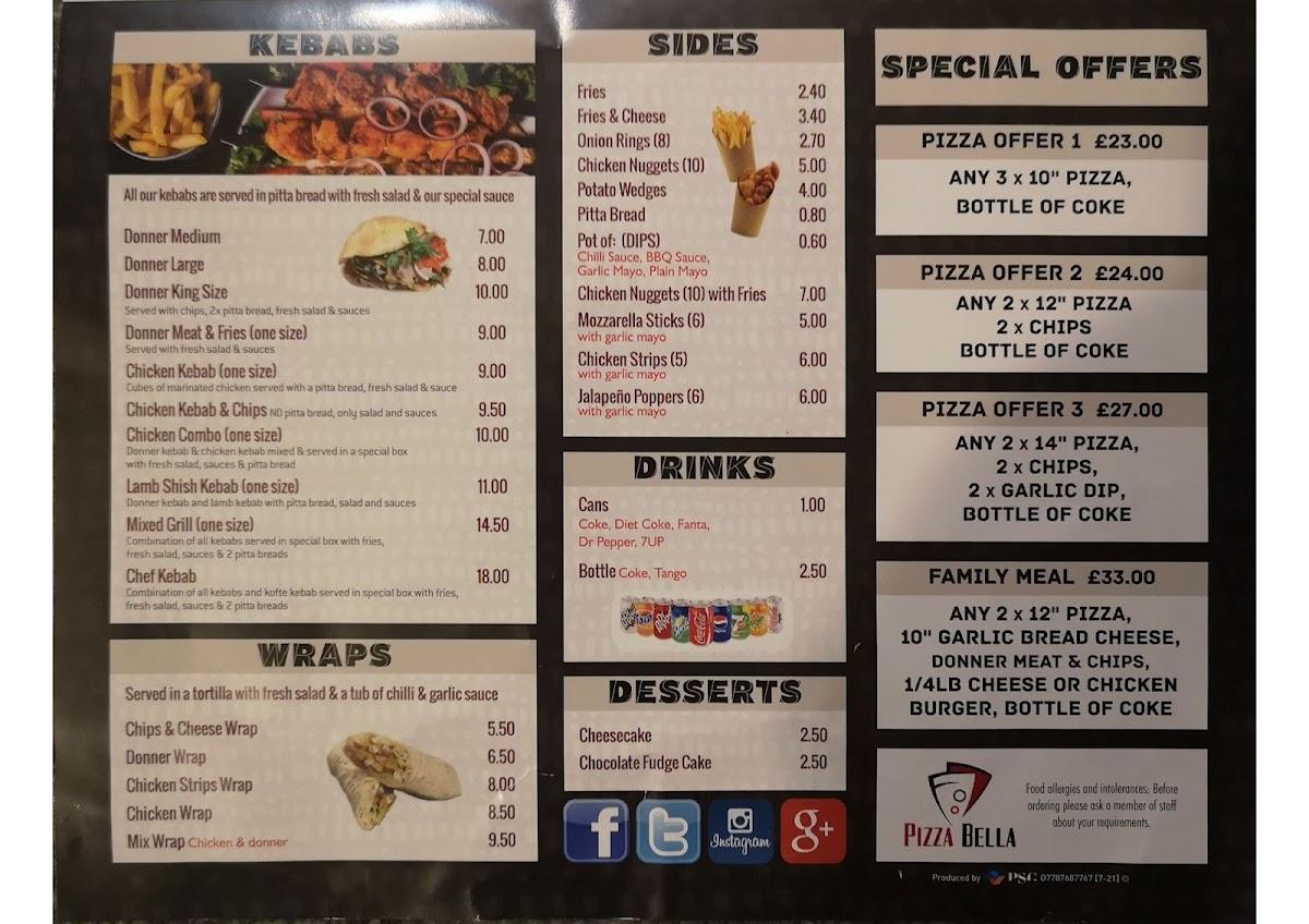 Menu at Pizza Bella pizzeria, Wetherby