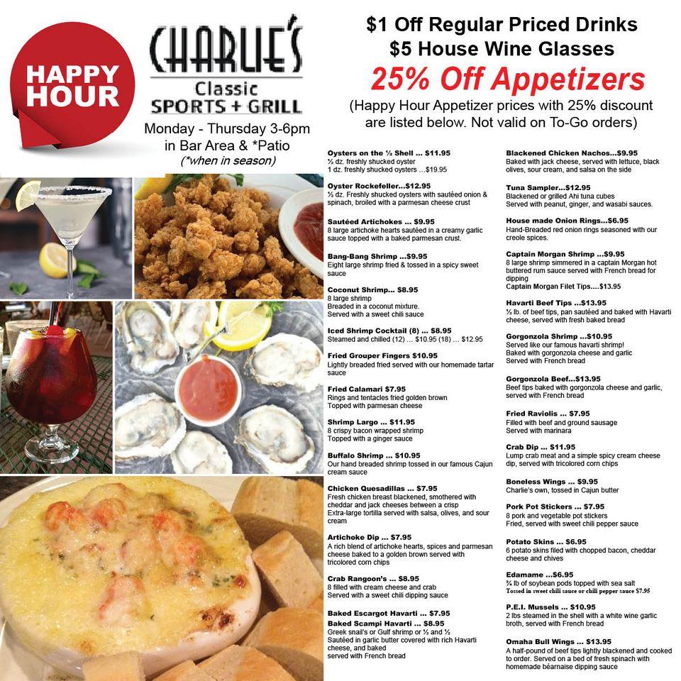 Menu at Charlie's on the Lake steakhouse, Omaha, S 144th St
