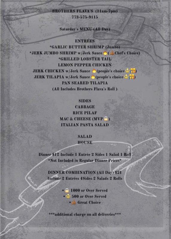 Menu at Chef Boy Tate restaurant, Chicago