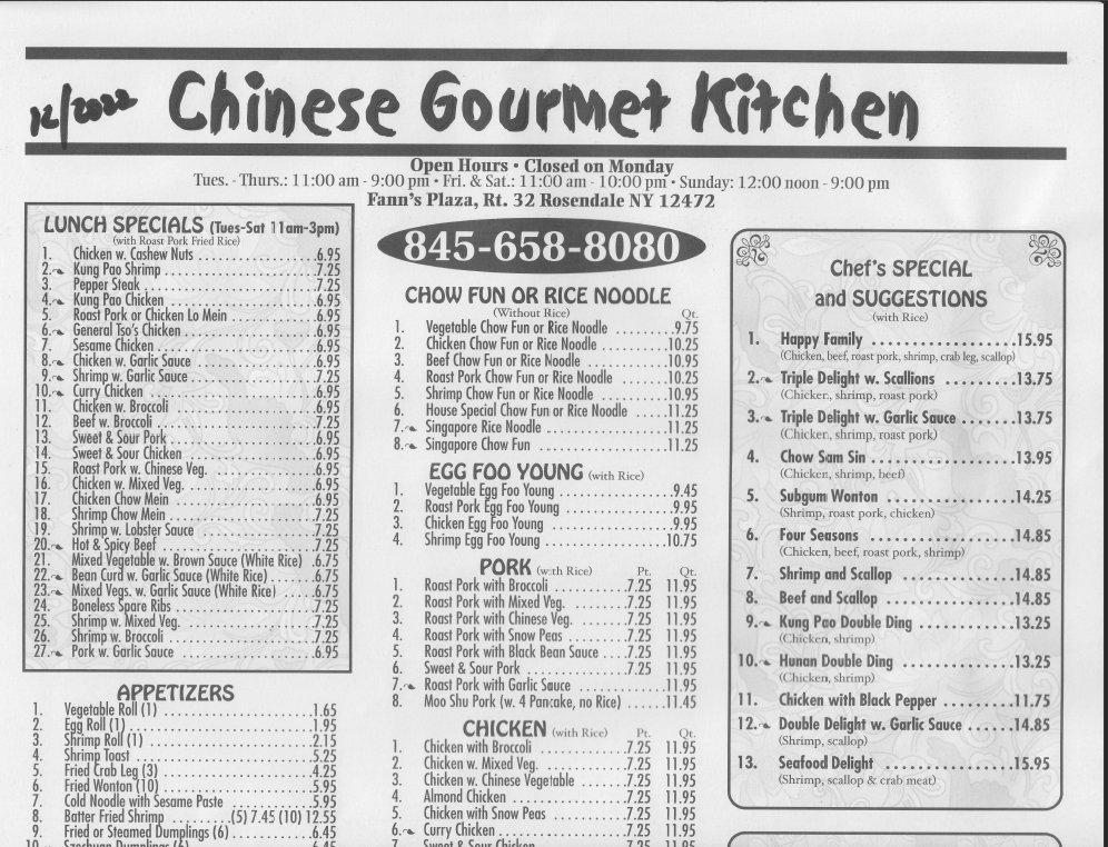 Menu at Chinese Gourmet Kitchen restaurant, Rosendale, NY-32