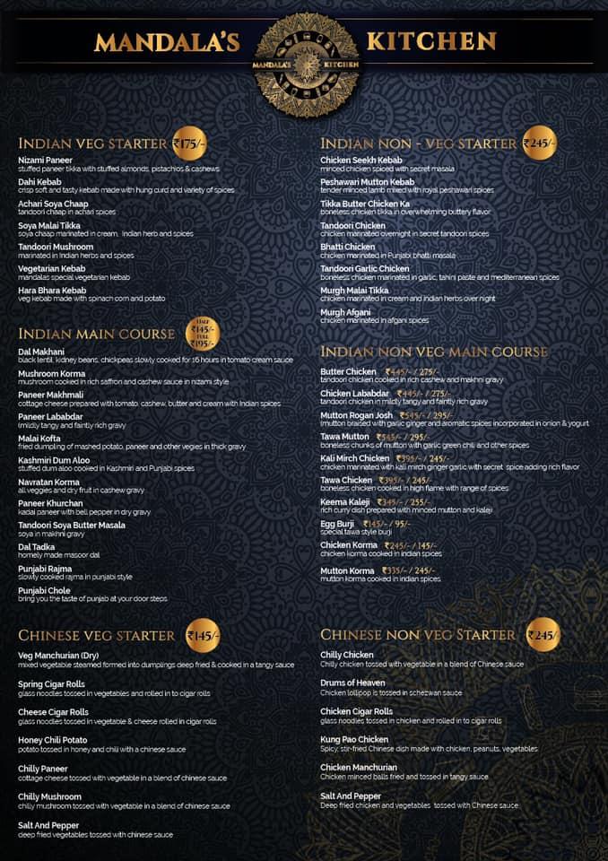 Menu at Mandala's Kitchen, Delhi