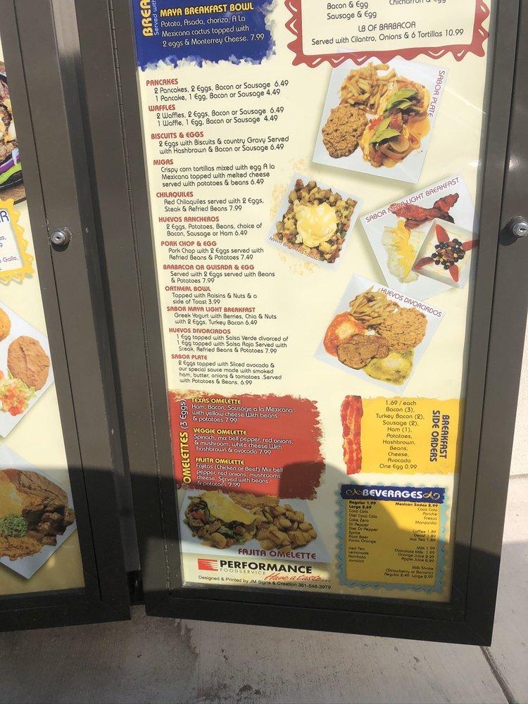 Menu at Sabor Maya Mexican Cuisine restaurant, Portland, 202 Lang Rd