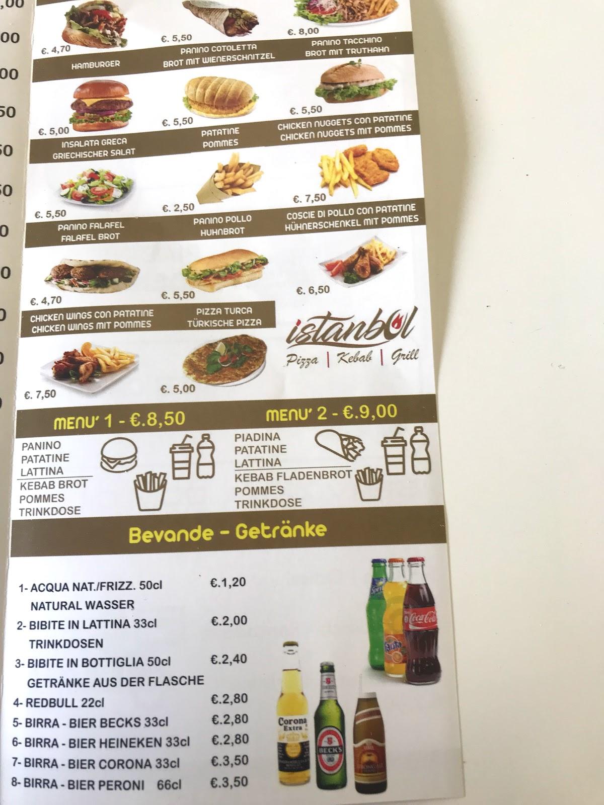 Menu at Istanbul Kebab Pizza Grill restaurant, Urtijëi