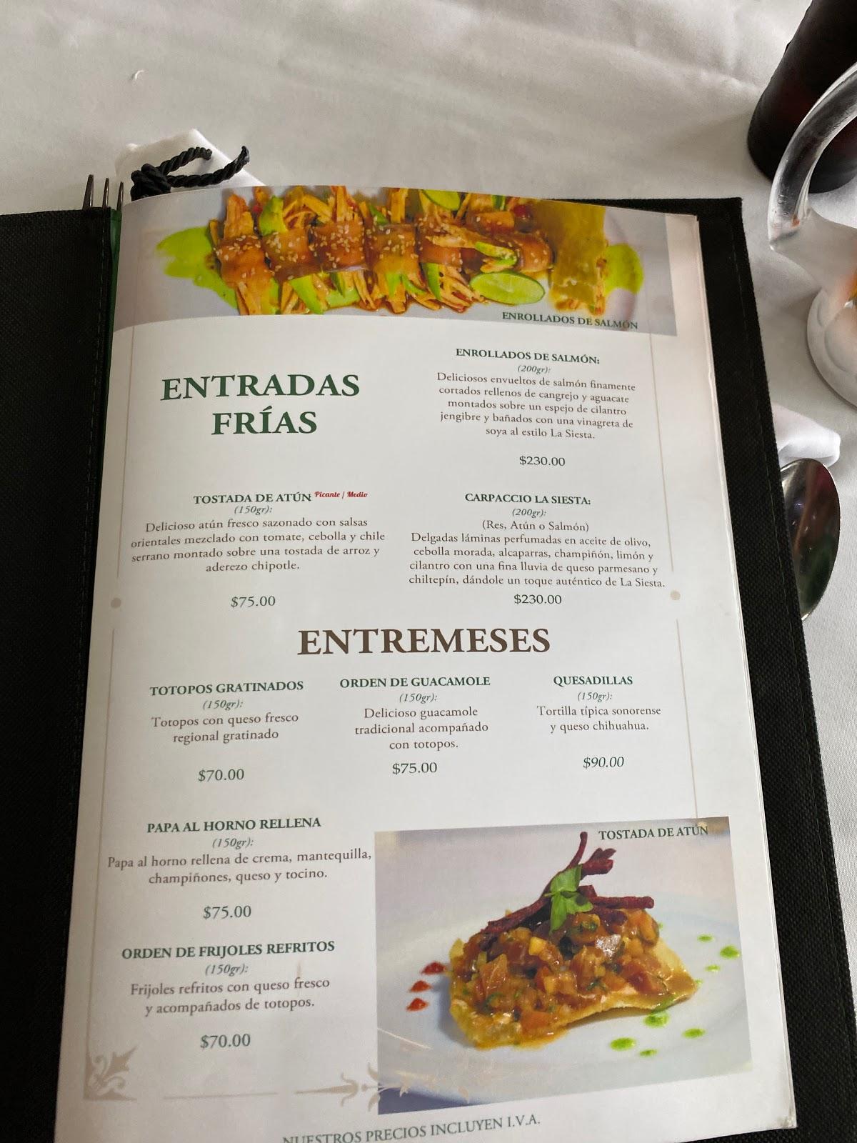 Menu at La Siesta Restaurant Steak, Hermosillo