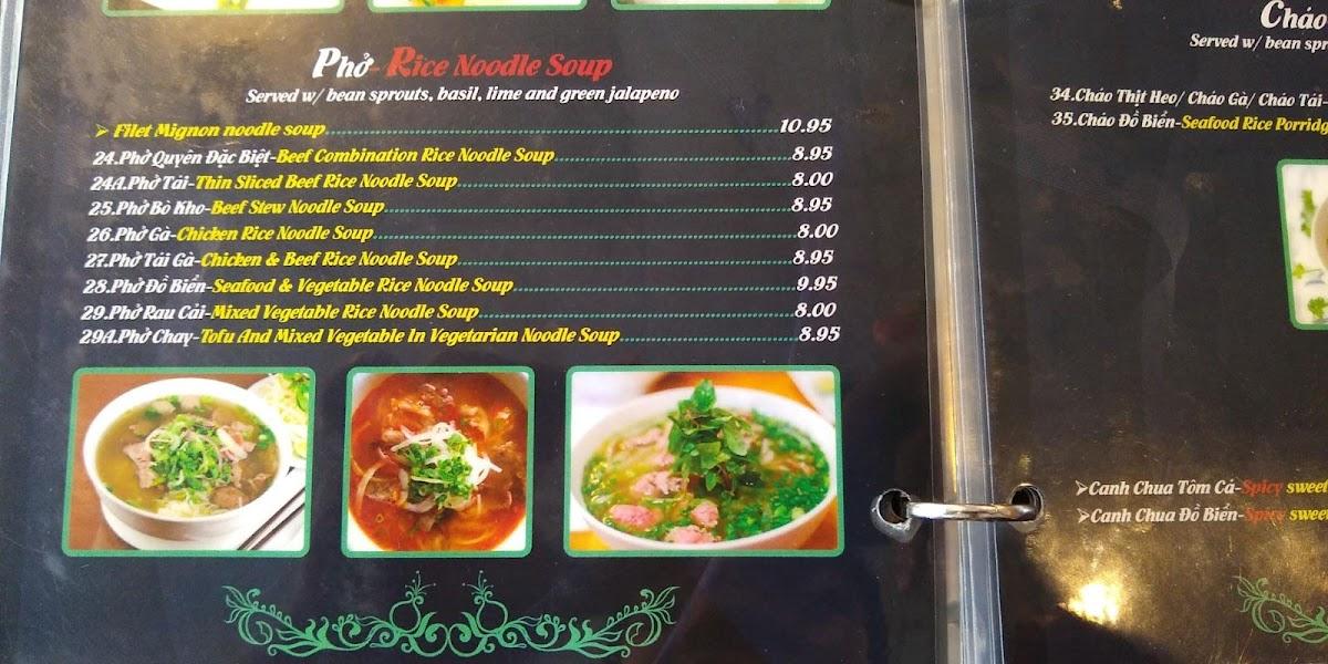 Menu at Pho Quyen restaurant, Tampa, E Fowler Ave