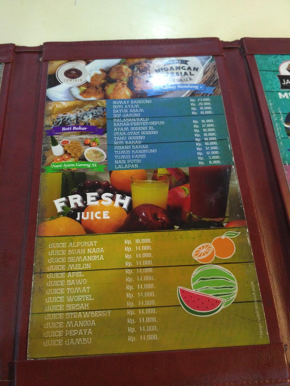 Menu at Rumah Makan Jawi Ria restaurant, Pontianak, Jl. Hasanuddin No.155