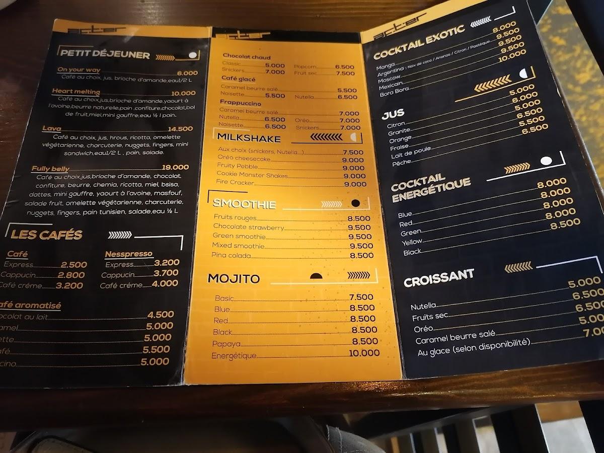 Menu at After Coffe Shop cafe, Sfax