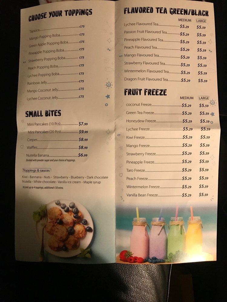 Carta del café Boba Heaven, Oak Lawn