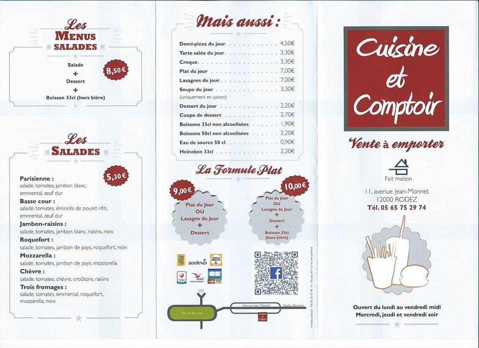 Menu at Cuisine Et Comptoir restaurant, Rodez
