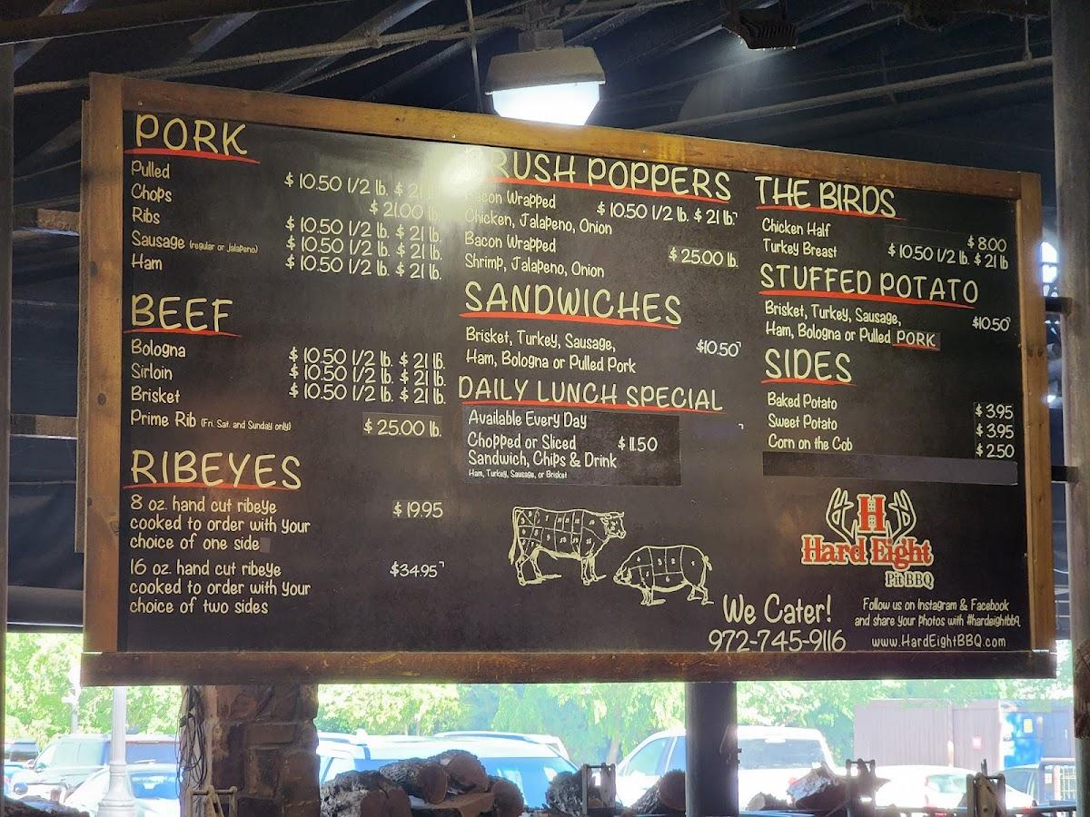 Menu at Hard Eight BBQ, Coppell
