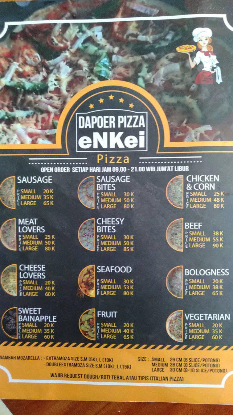 Menu at Dapoer Pizza eNKei cafe, Batukaras