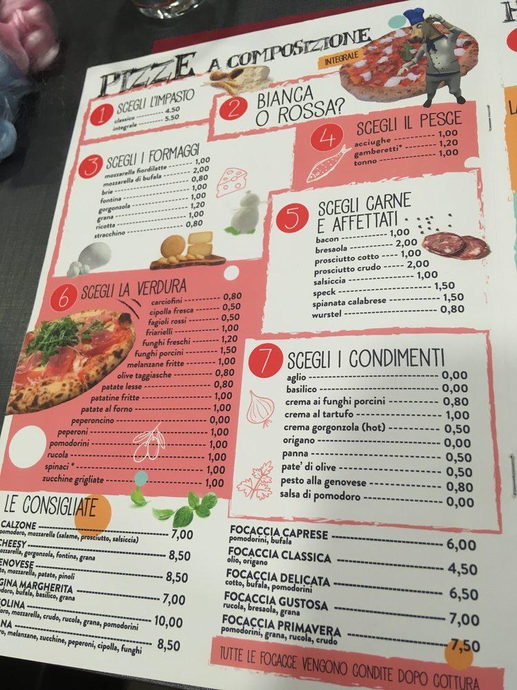 Menu at Mucca Pazza pizzeria, Savona