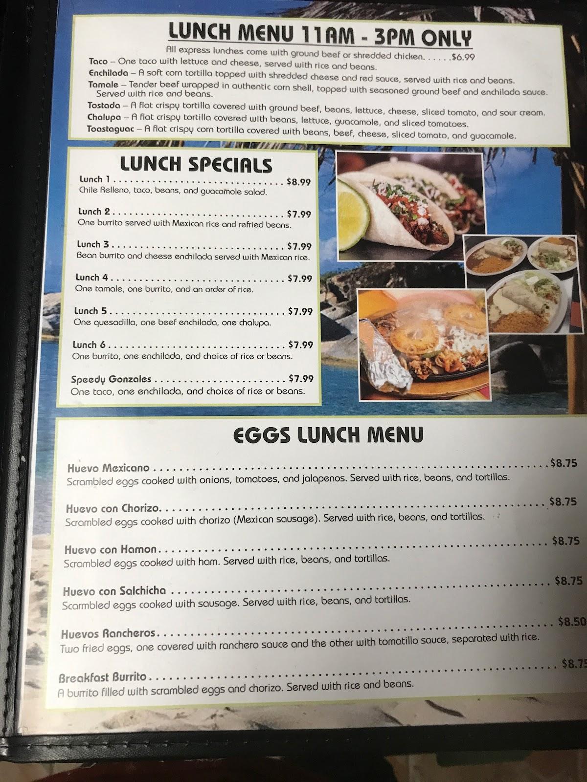 Menu at Sol Del Mar Mexican Bar & Grill, Sullivan