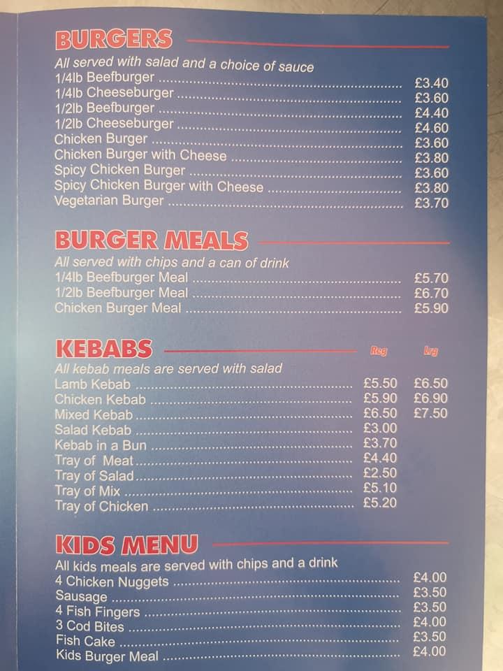 Menu at Star Fish Bar, Weston-super-Mare