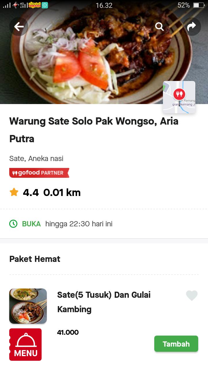 Menu at Warung Sate Solo Pak Wongso restaurant, South Tangerang, Jl ...