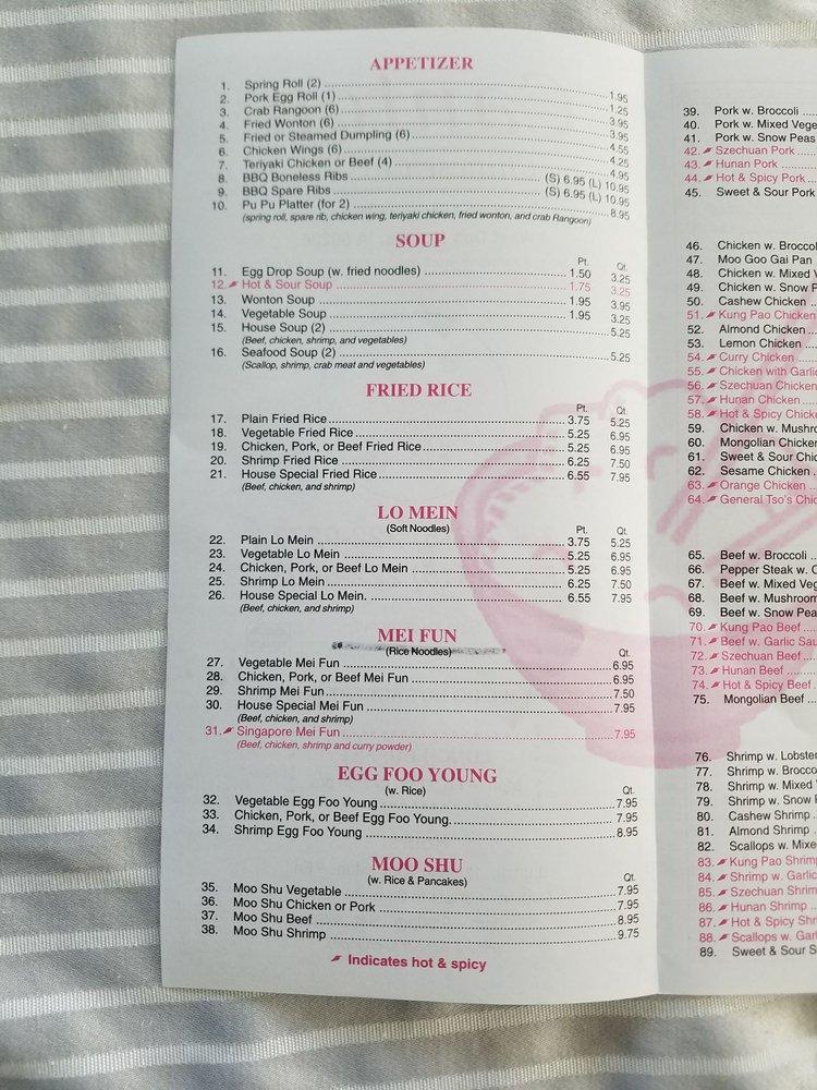 Menu at Canton Chinese Cuisine restaurant, West Des Moines