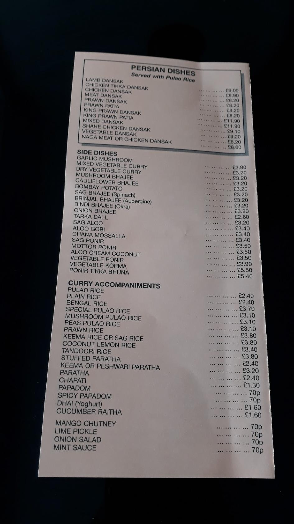 Menu at Raja Tandoori restaurant, Caterham, 4 High St