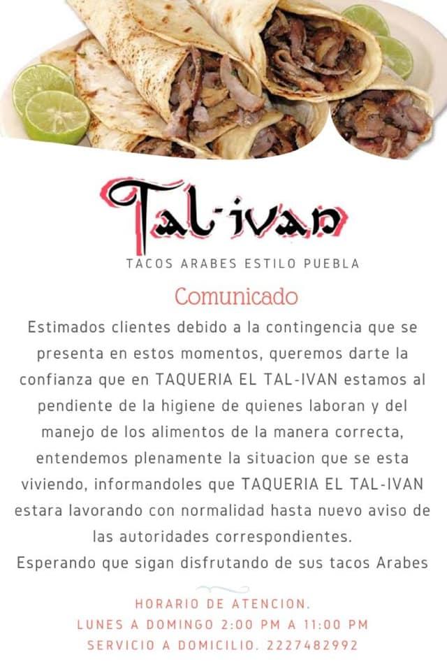 Menu at El Tal-Ivan Tacos Árabes Cuauhtémoc restaurant, Veracruz