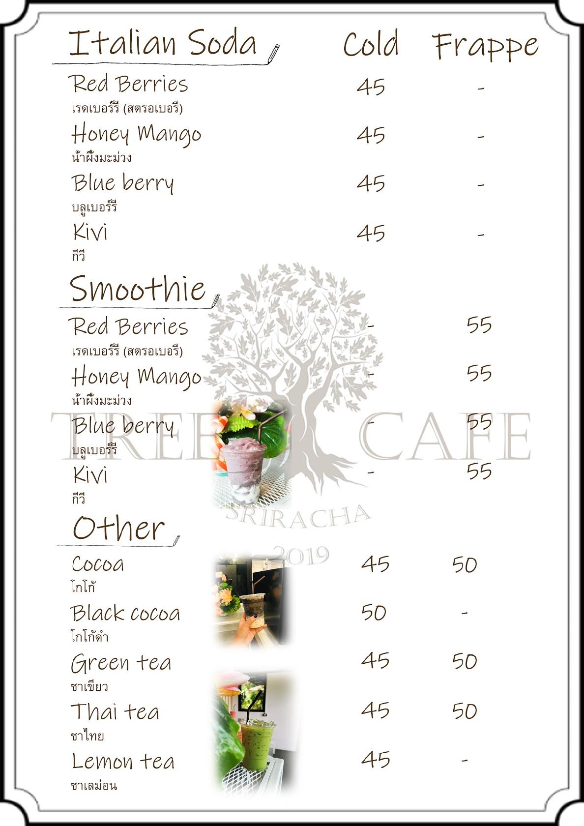 Menu at Tree Cafe Sriracha, Si Racha