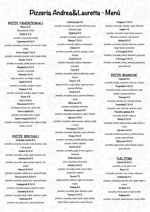 Menu da Andrea & Lauretta - Centro Storico ristorante, Ferrara