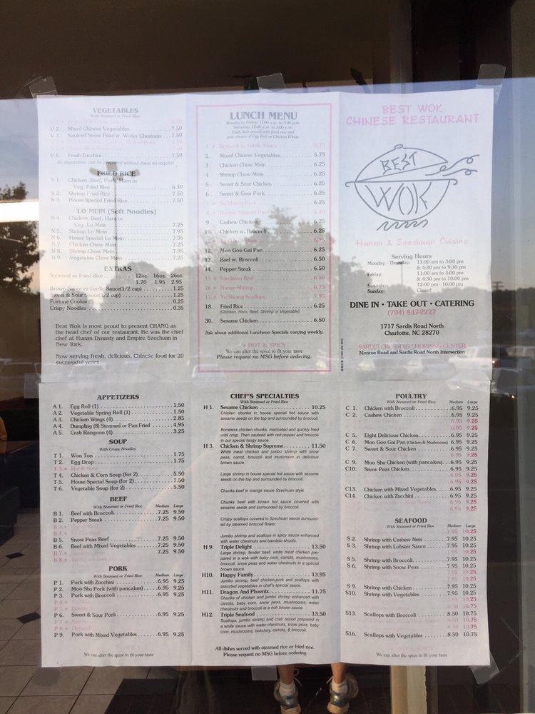 Menu at Best Wok restaurant, Charlotte