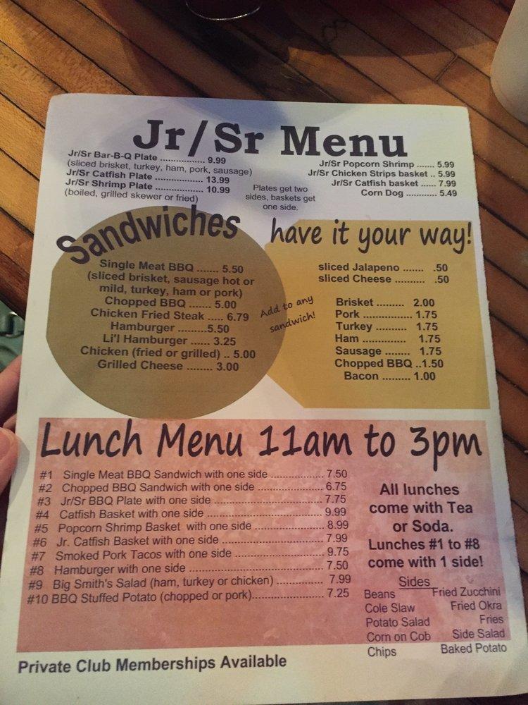 Menu at Big Smith's Bar-B-Q & Catfish, Sulphur Springs