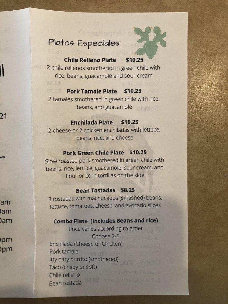 Menu at Chez Jose restaurant, Greenwood Village, S University Blvd