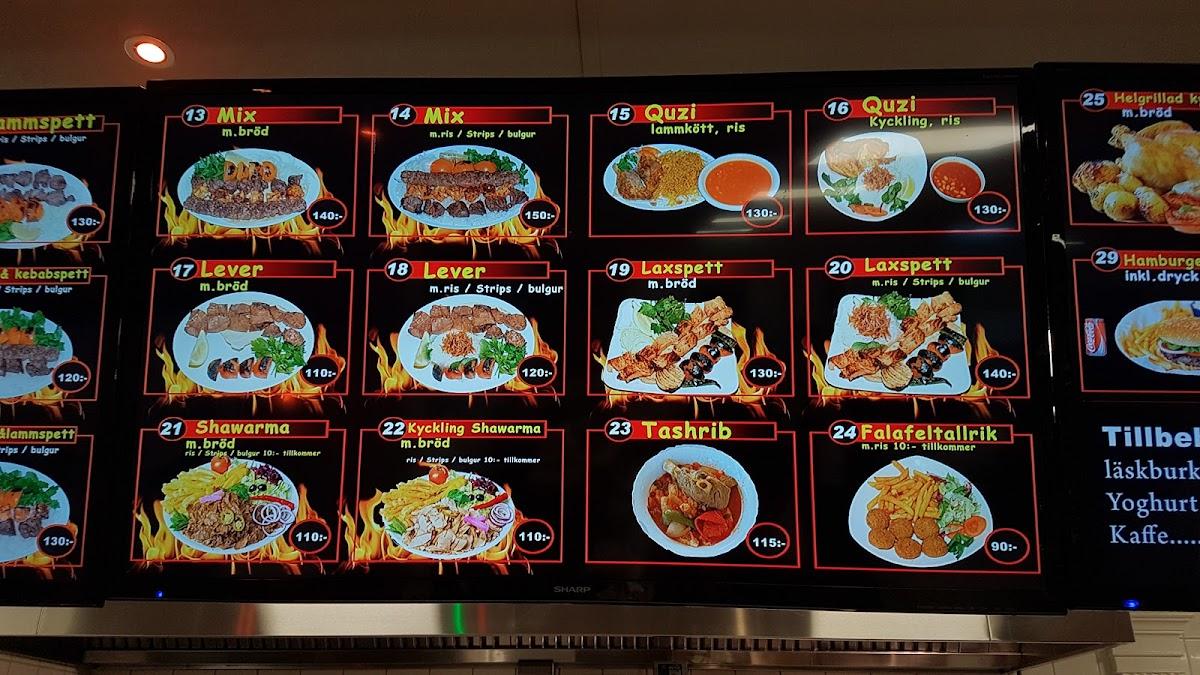 Menu at Kebabkhan Kurdistan restaurant, Solna
