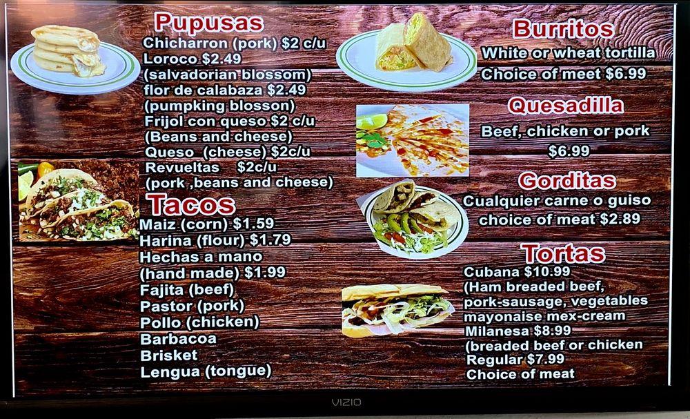 Menu at Mama Vicky's Pupusas y Mas restaurant, Plano