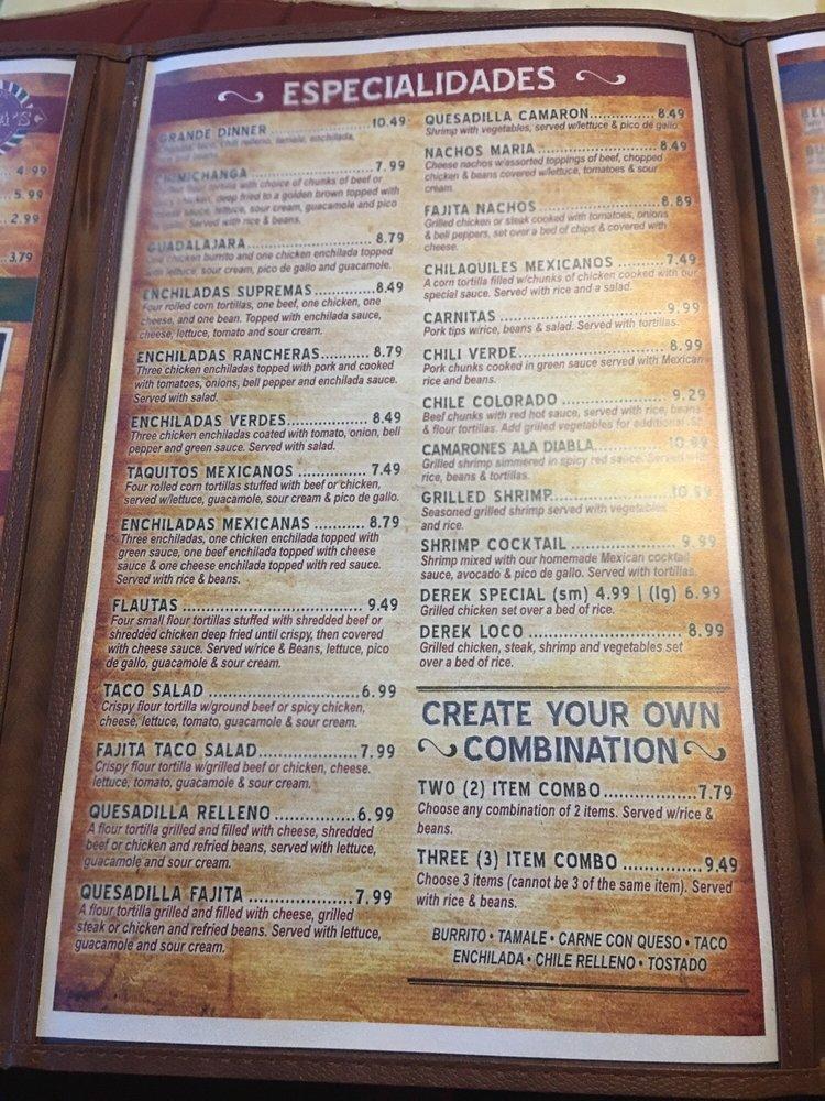 Menu at Maria's Mexican Restaurant, Poteau