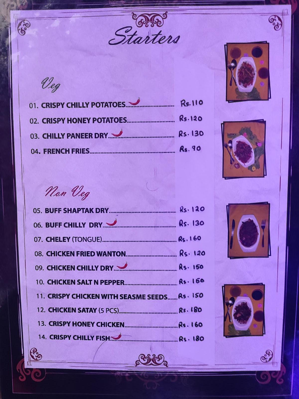 Menu at Peace Restaurant, Bylakuppe