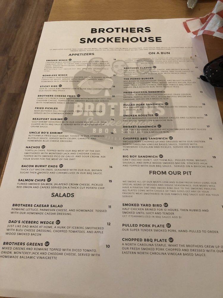 Menu at Brothers Smokehouse BBQ & Soul, Ramsey, 900 Route 17 N