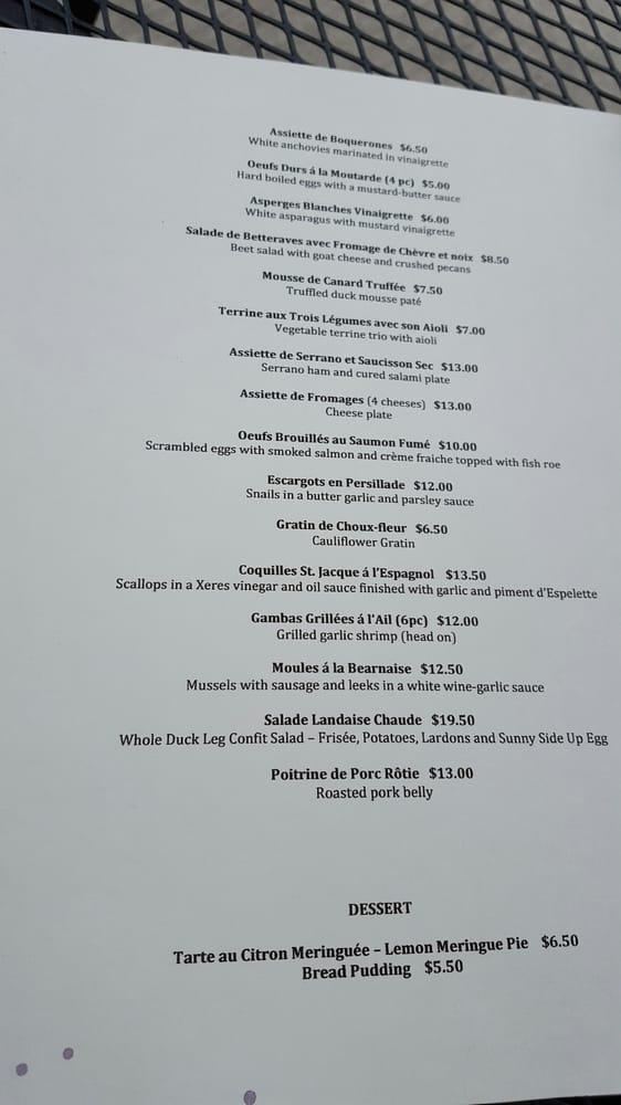 Menu at Café Lutécia cafe, Philadelphia
