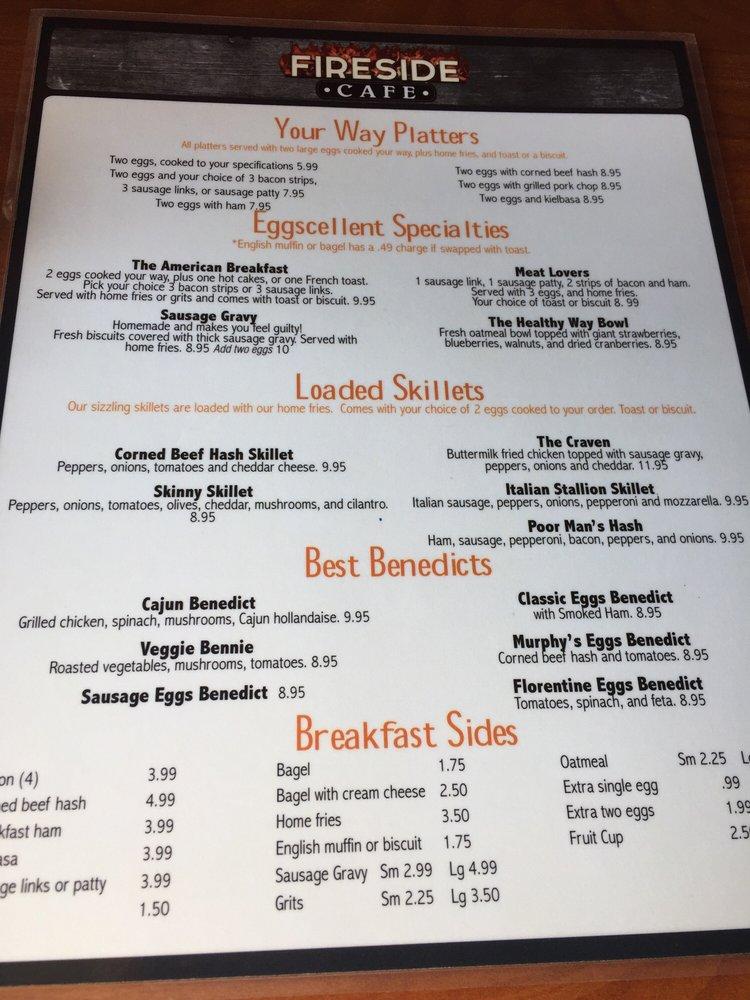 Menu at Fireside Cafe, USA, Cincinnati Dayton Rd Ste. 104