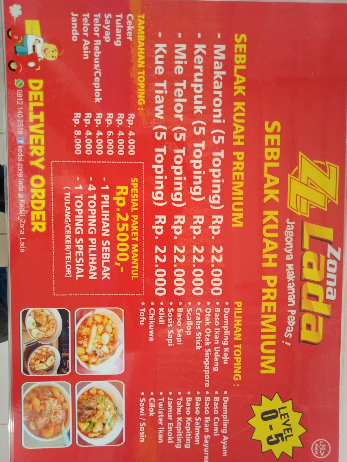 Menu at KEDAI ZONA LADA restaurant, Subang