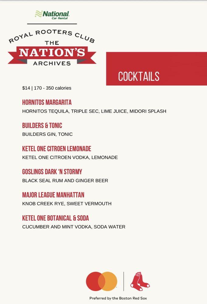 Menu at Royal Rooters Club, Boston, 4 Yawkey Way